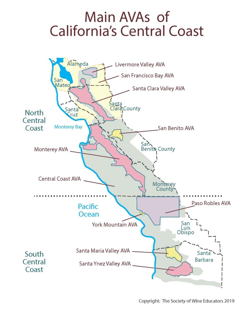 2019 Wine Map of: California Central Coast - Society of Wine Educators