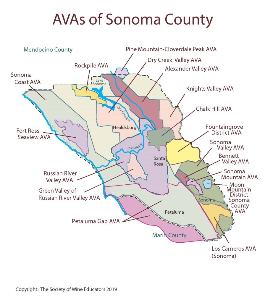 2020 Wine Map of: California/Sonoma - Society of Wine Educators