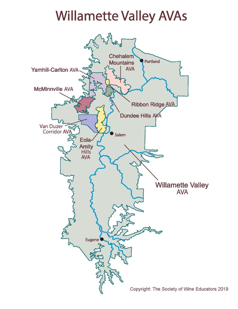 2020 Wine Map of: Oregon/Willamette Valley - Society of Wine Educators