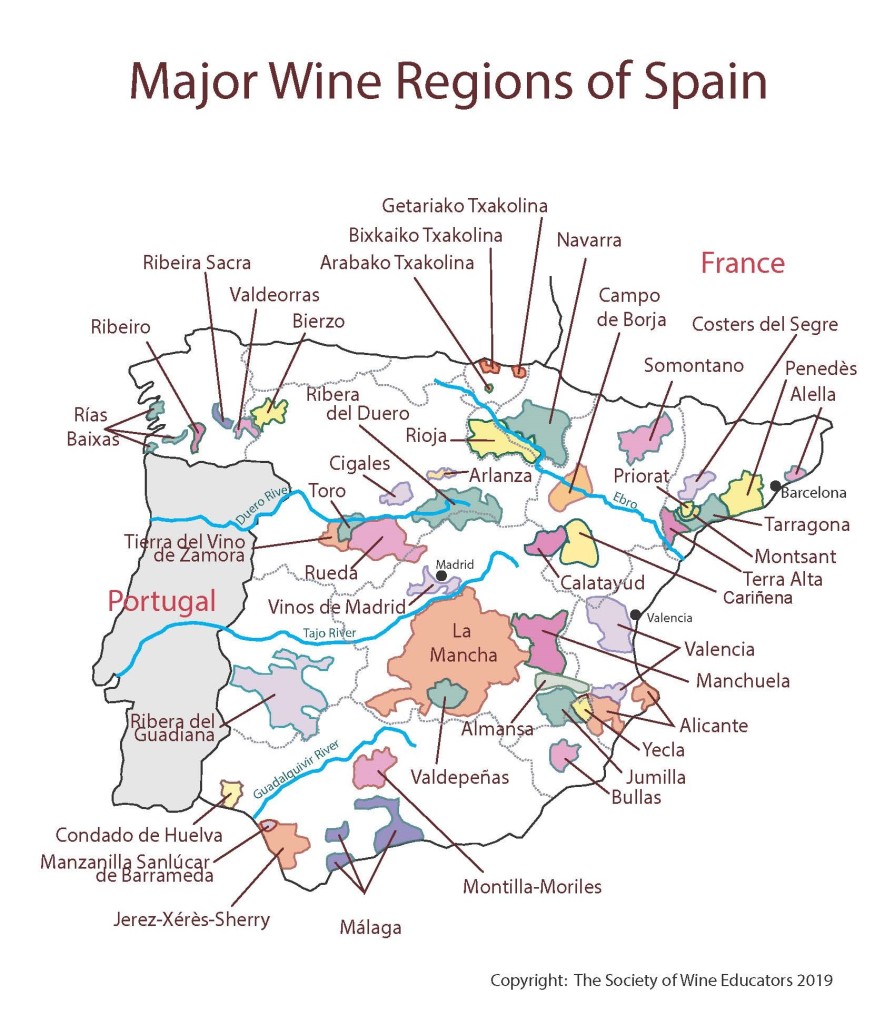 2019 Wine Map of: Spain - Society of Wine Educators