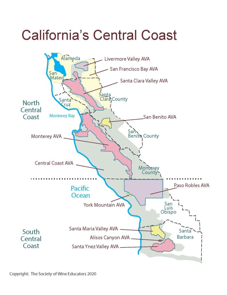 2022 Wine Map of: California Central Coast - Society of Wine Educators