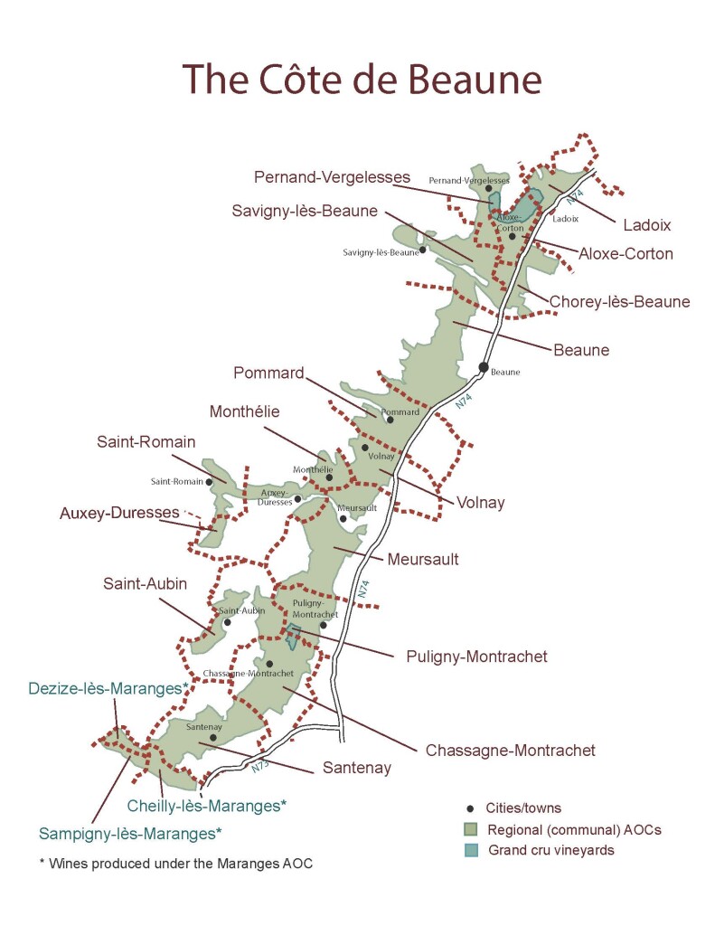 2024 Wine Map of: France – Côte de Beaune - Society of Wine Educators