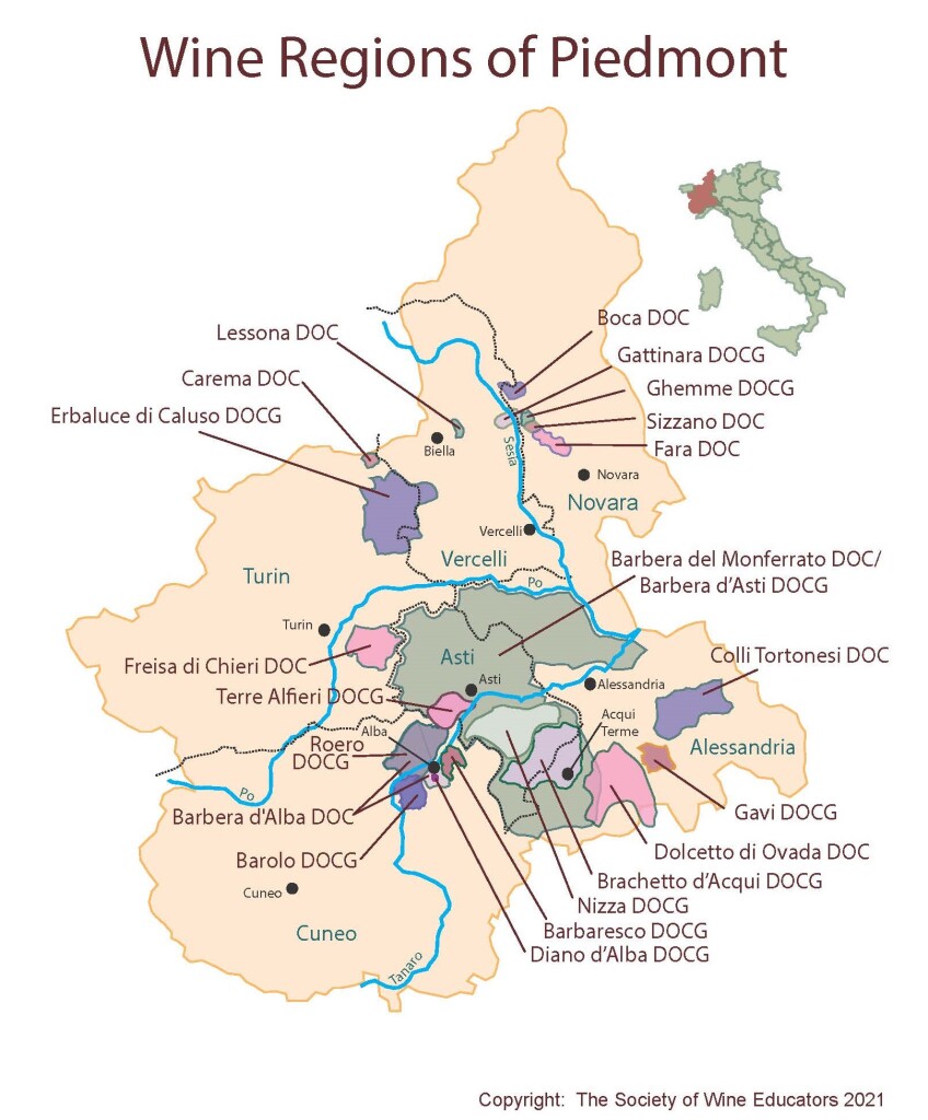 2021 Wine Map of: Piedmont - Society of Wine Educators