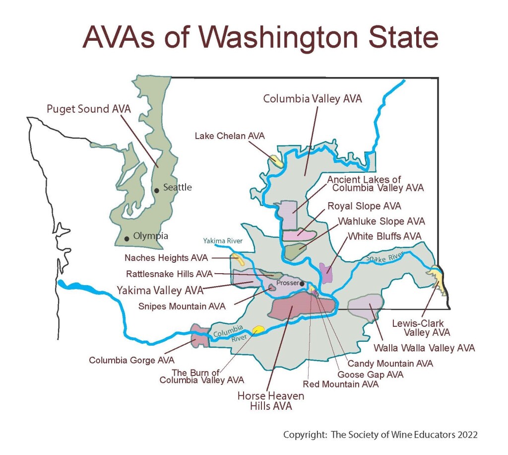 2023 Wine Map of: US/Washington State - Society of Wine Educators