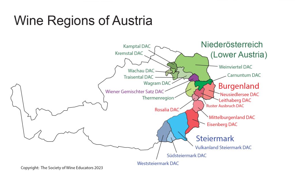 2023 Wine Map of: Austria - Society of Wine Educators