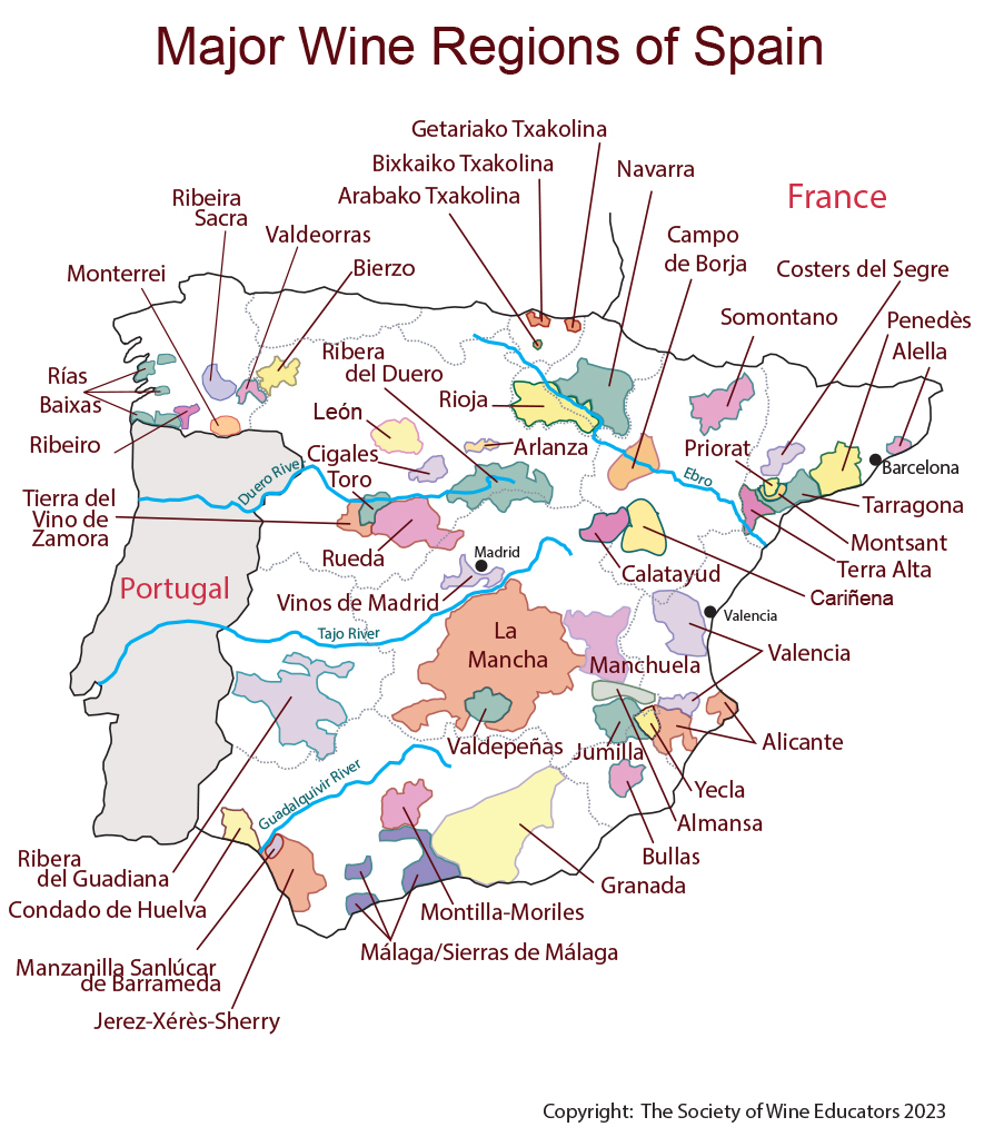 2023 Wine Map of: Spain - Society of Wine Educators